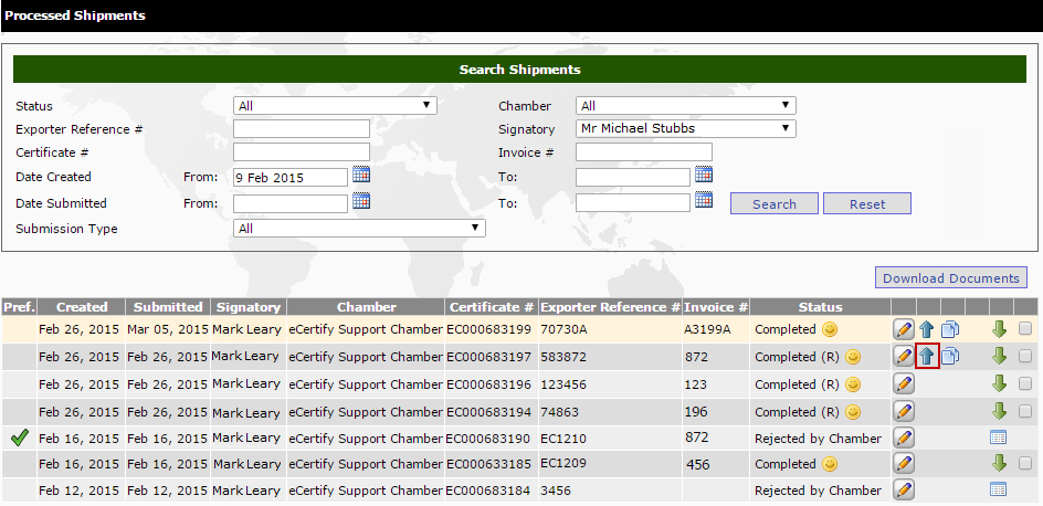 Decline Shipment - eCertify Help