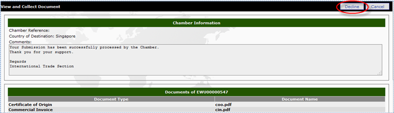 Decline Shipment - eCertify Help