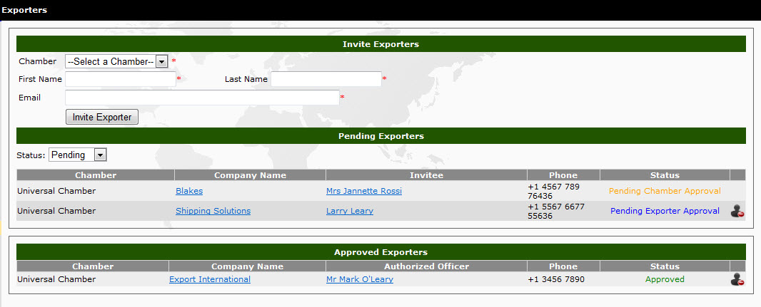 Invite Exporter to acknowledge an Exporter-Freight Forwarder Relationships - eCertify Help