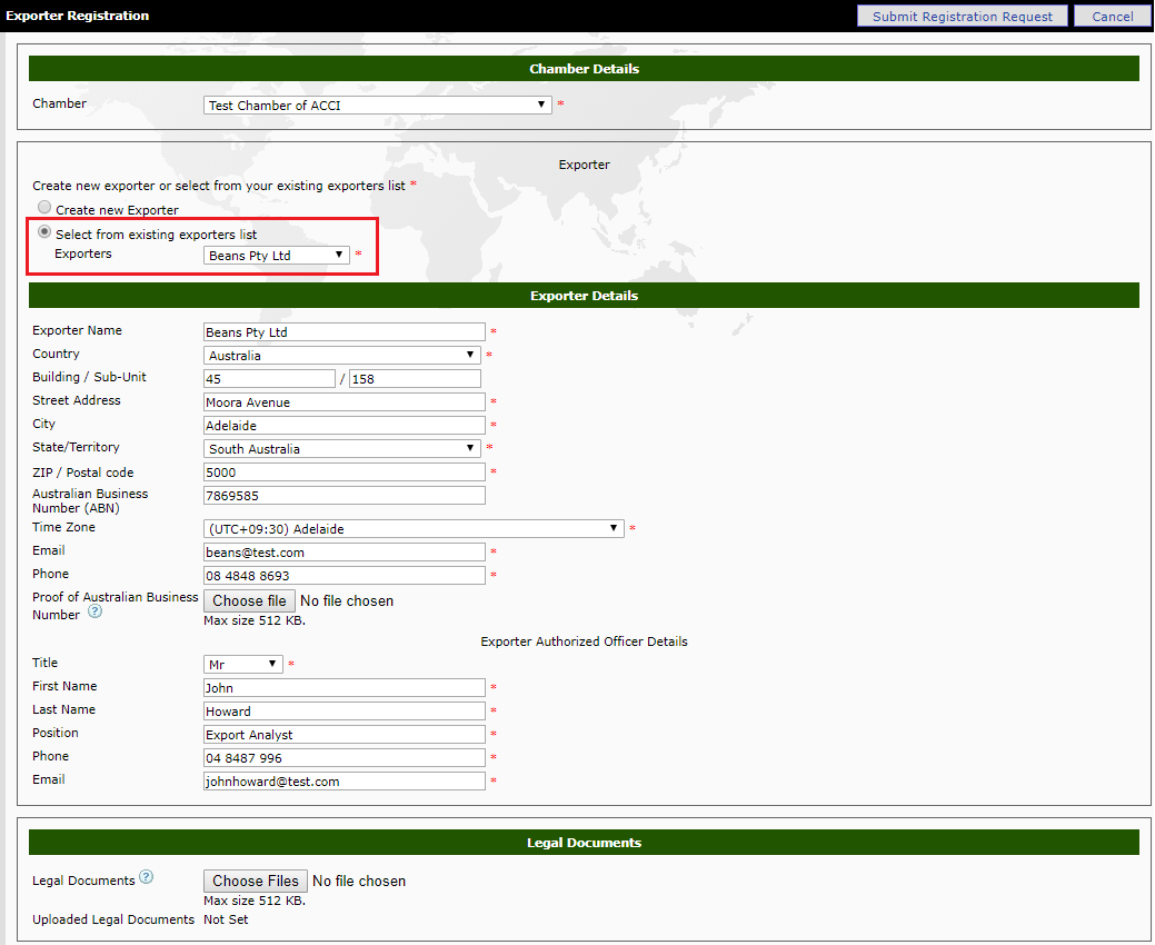 Register Exporter-Freight Forwarder Relationships - eCertify Help